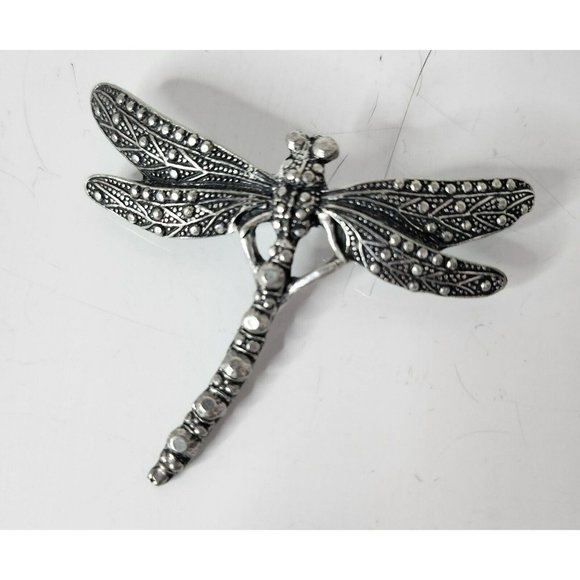 Vintage | Jewelry | Vintage Dragonfly Brooch Pin Silver Tone Pewter ...